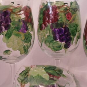 Hand painted multi grape goblets. Set of 4.