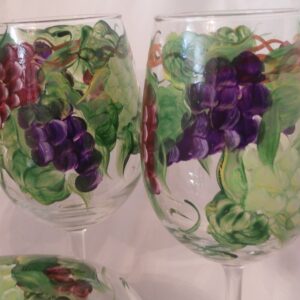 Hand painted multi grape goblets. Set of 4.