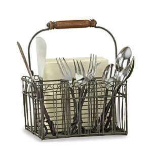 tasteful home decor vintage wire flatware and napkin caddy,grey