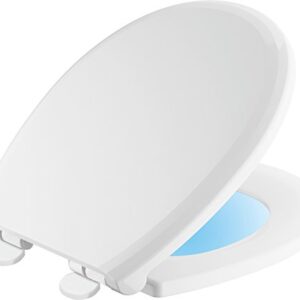 DELTA FAUCET Rubber Limited 803902-N-WH Sanborne Round Nightlight Toilet Seat with Slow Close and Quick-Release, White