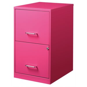 hirsh industries space solutions 18" deep metal 2 drawer metal file cabinet pink