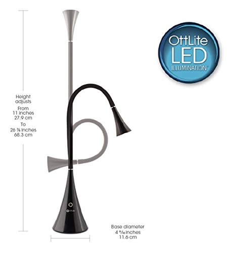 OttLite LED FlexNeck Table Lamp - USB Charging Port, Adjustable Brightness, Sleek Design, Energy Efficient