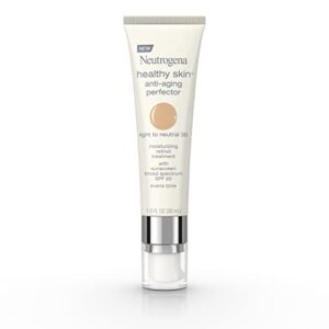 neutrogena healthy skin anti-aging perfector tinted facial moisturizer and retinol treatment with broad spectrum spf 20 sunscreen with titanium dioxide, 30 light to neutral, 1 fl. oz