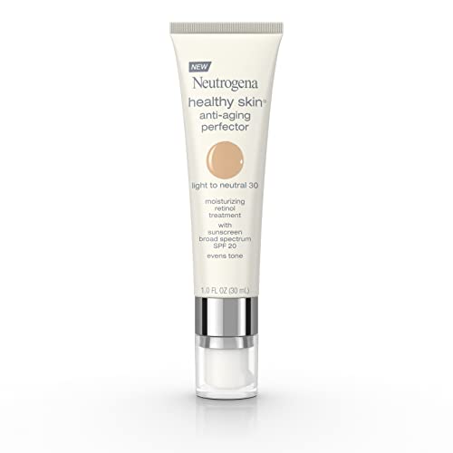 Neutrogena Healthy Skin Anti-Aging Perfector Tinted Facial Moisturizer and Retinol Treatment with Broad Spectrum SPF 20 Sunscreen with Titanium Dioxide, 30 Light to Neutral, 1 fl. oz