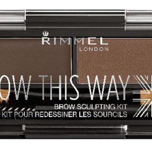 Rimmel London Brow This Way Eyebrow Sculpting Kit, Powder & Wax Duo for Ideally Groomed Brows, Dark Brown, 2.4 g