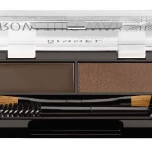 Rimmel London Brow This Way Eyebrow Sculpting Kit, Powder & Wax Duo for Ideally Groomed Brows, Dark Brown, 2.4 g