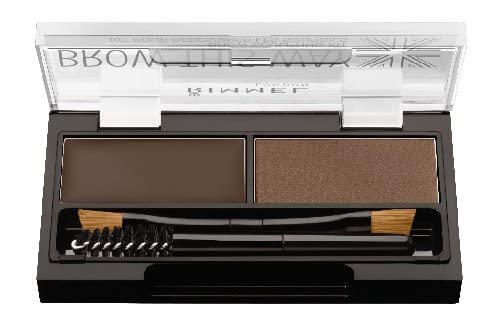 Rimmel London Brow This Way Eyebrow Sculpting Kit, Powder & Wax Duo for Ideally Groomed Brows, Dark Brown, 2.4 g