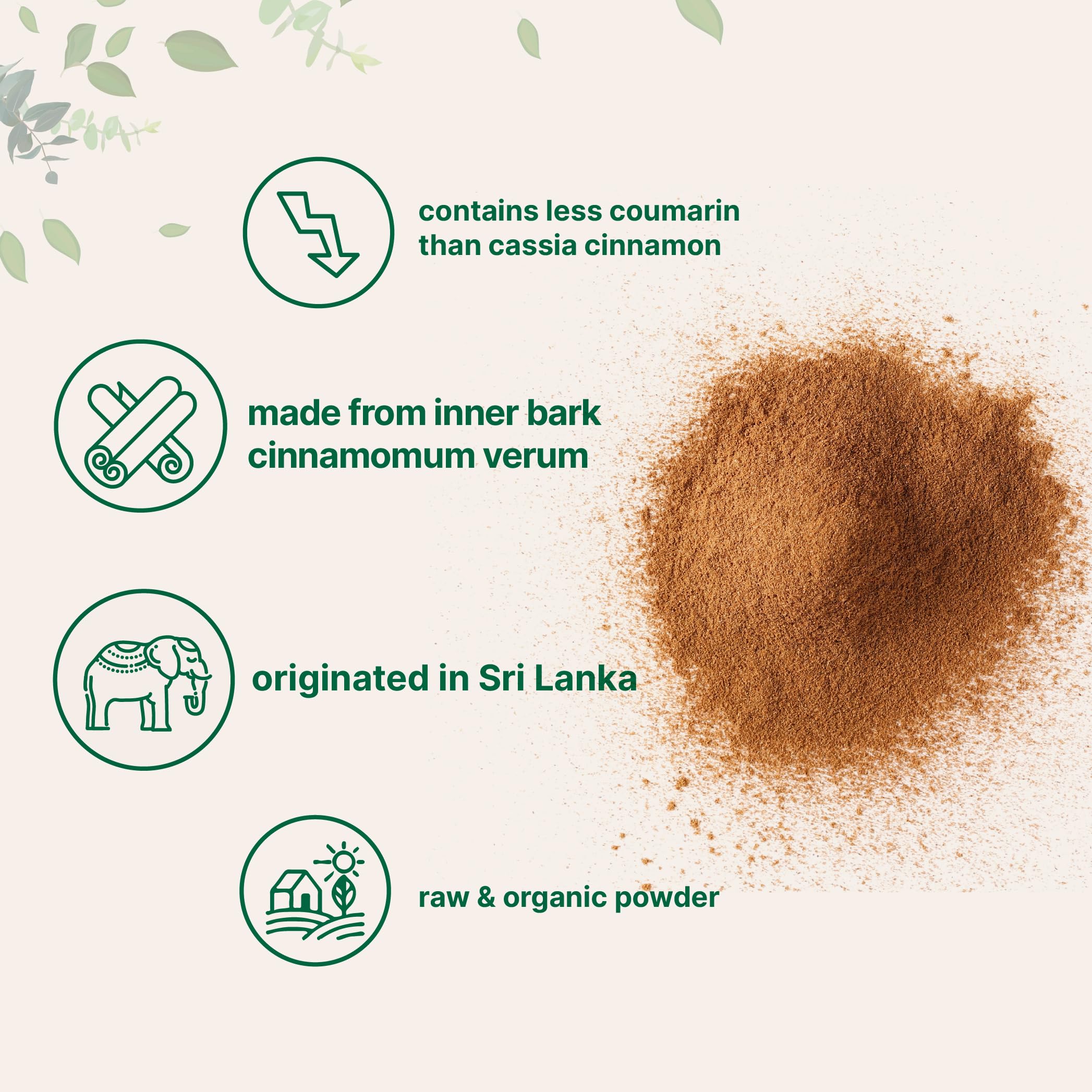 Organic Ceylon Cinnamon Powder, 2lbs | Premium Sri Lanka Cinnamon for Spice & Seasoning | Great for Baking, Cooking & Drinks | Additive Free, Non-GMO, Bulk Supply