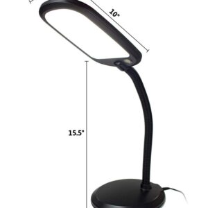 HomeConcept Slim Design LED Bright Reader Natural Daylight Full Spectrum Desk Lamp Black