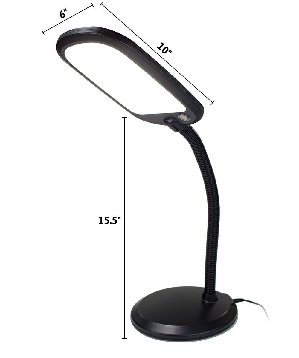 HomeConcept Slim Design LED Bright Reader Natural Daylight Full Spectrum Desk Lamp Black