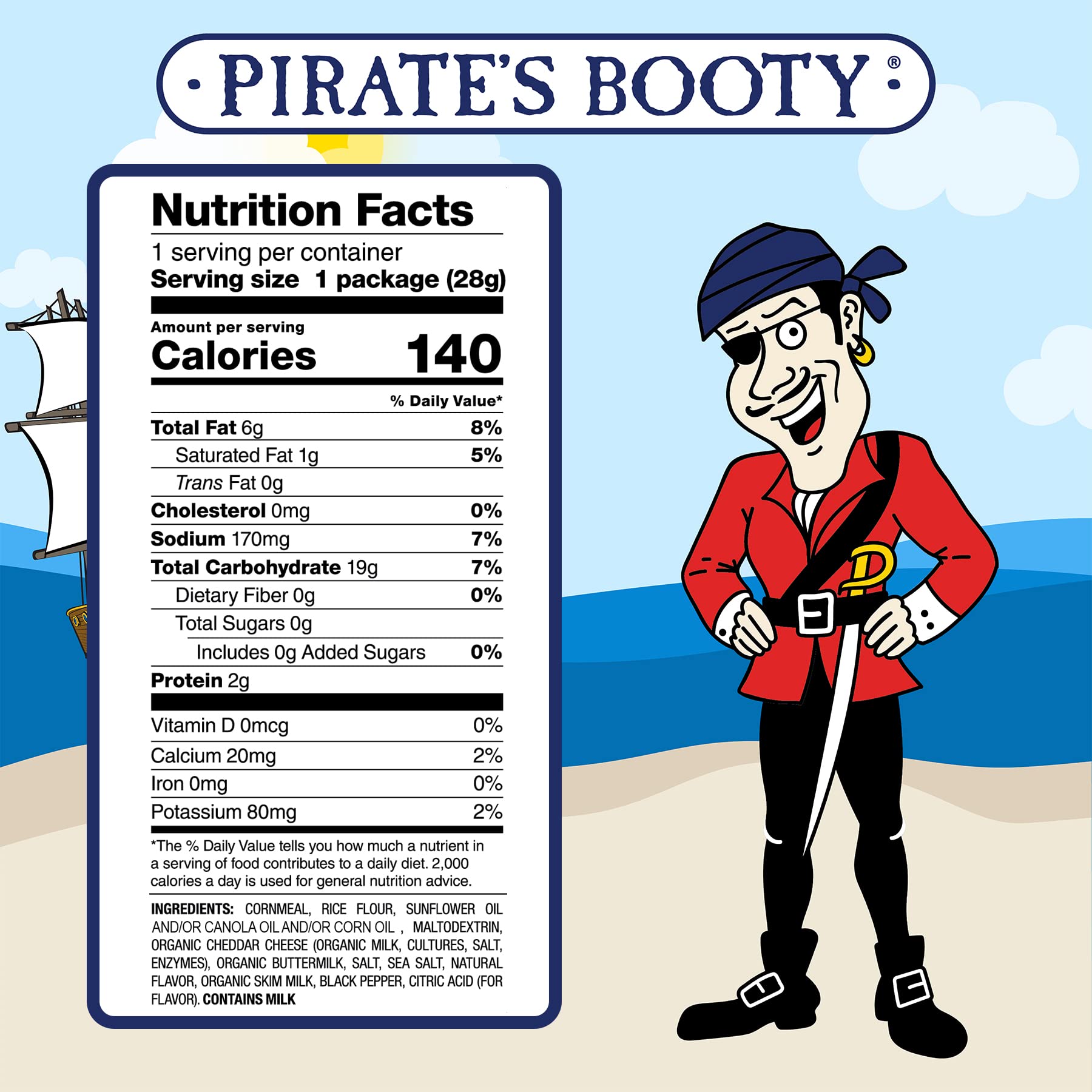 Pirate's Booty Aged White Cheddar Cheese Puffs, Gluten Free, Kids snacks for lunch box, Healthy Kids Snacks, 1oz Individual Size Snack Bags (12 Count)