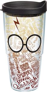 tervis made in usa double walled harry potter - glasses and scar insulated tumbler cup keeps drinks cold & hot, 24oz, classic