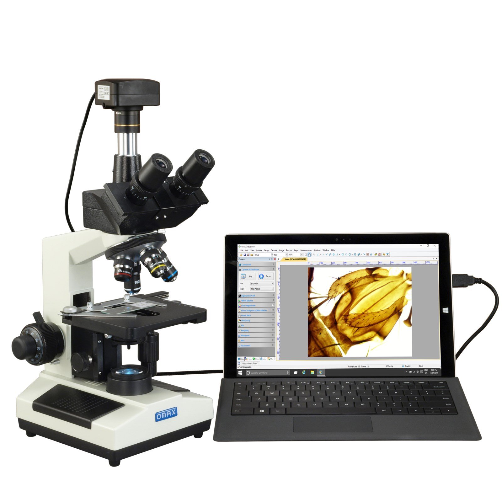 OMAX - M837ZL-C180U3 40X-2500X USB 3.0 Super Speed 18MP Digital Compound Trinocular LED Lab Biological Microscope