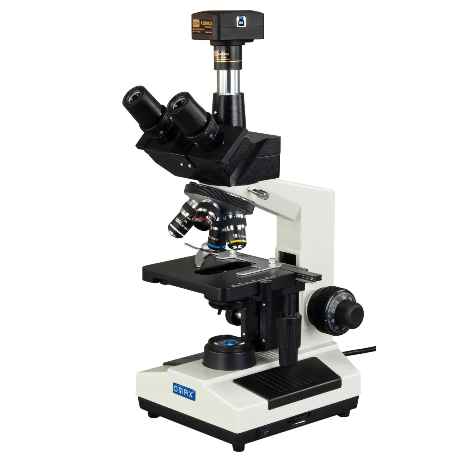 OMAX - M837ZL-C180U3 40X-2500X USB 3.0 Super Speed 18MP Digital Compound Trinocular LED Lab Biological Microscope