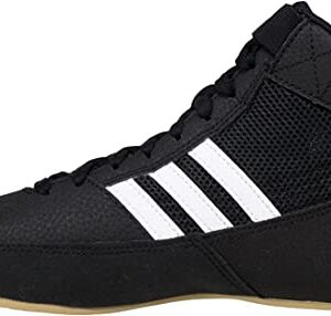 adidas Men's HVC Wrestling Shoe, Black/White/Iron Metallic, 10