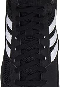 adidas Men's HVC Wrestling Shoe, Black/White/Iron Metallic, 10