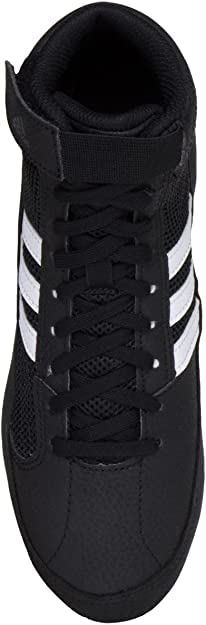 adidas Men's HVC Wrestling Shoe, Black/White/Iron Metallic, 10