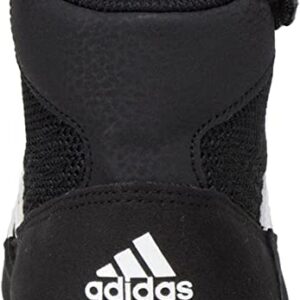 adidas Men's HVC Wrestling Shoe, Black/White/Iron Metallic, 10