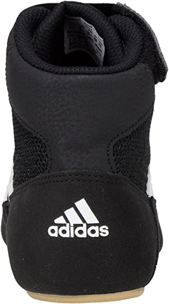 adidas Men's HVC Wrestling Shoe, Black/White/Iron Metallic, 10