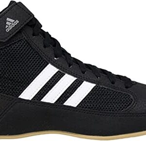 adidas Men's HVC Wrestling Shoe, Black/White/Iron Metallic, 10