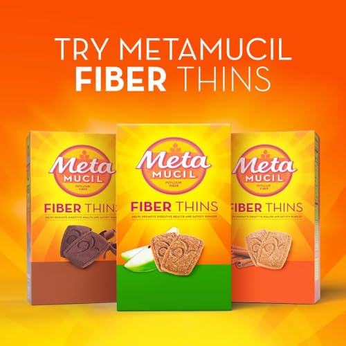 Metamucil, Fiber Thins, Daily Psyllium Husk Fiber Supplement, Supports Digestive Health and Satisfies Hunger, Apple Crisp Flavor, 4 Packs x 12 Servings (48 Total Servings)