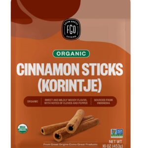 FGO Organic Korintje Cinnamon Sticks, 100% Raw from Indonesia, 100+ Sticks 2 3/4" Packaging May Vary (Pack of 1)