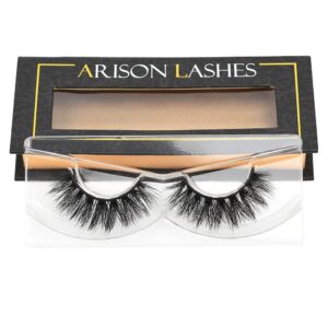 arison lashes 3d mink lashes false fake eyelashes wispy strips silk reusable handmade real long fur soft dramatic natural look 1 pair package for women makeup (d008)