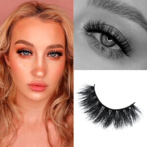 Arison Lashes 3D Mink Lashes False Fake Eyelashes Wispy Strips Silk Reusable Handmade Real Long Fur Soft Dramatic Natural Look 1 Pair Package for Women Makeup (D008)