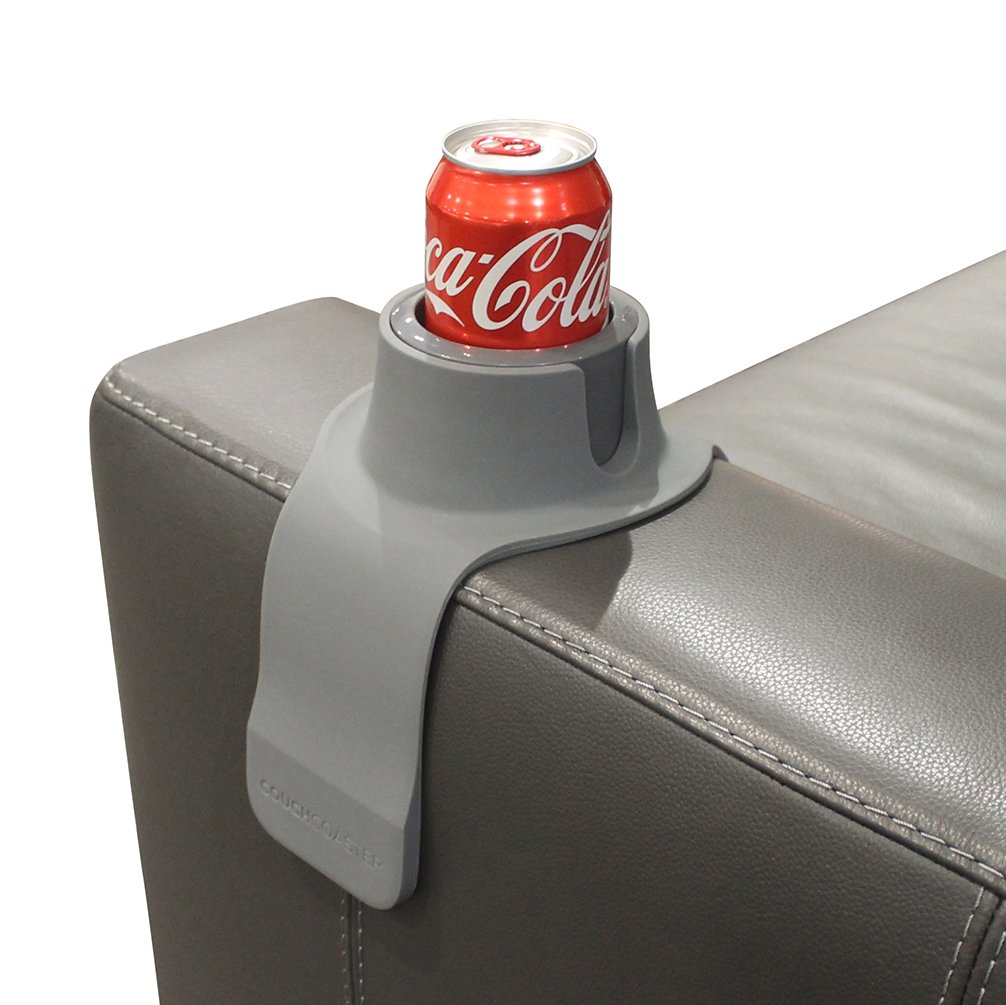 CouchCoaster - The Original and Patented Armrest Couch Cup Holder – A Weighted, Silicone, Anti Slip Coaster Stops Spills On Your Sofa, Arm Chair Or Recliner and Keeps Drinks Within Reach, Steel Grey