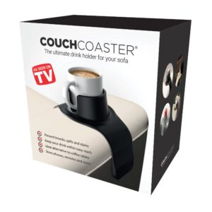 CouchCoaster - The Original and Patented Armrest Couch Cup Holder – A Weighted, Silicone, Anti Slip Coaster Stops Spills On Your Sofa, Arm Chair Or Recliner and Keeps Drinks Within Reach, Steel Grey