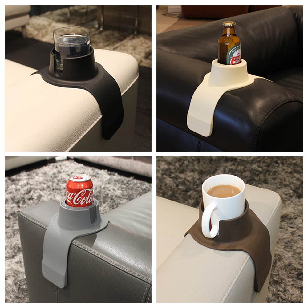 CouchCoaster - The Original and Patented Armrest Couch Cup Holder – A Weighted, Silicone, Anti Slip Coaster Stops Spills On Your Sofa, Arm Chair Or Recliner and Keeps Drinks Within Reach, Steel Grey