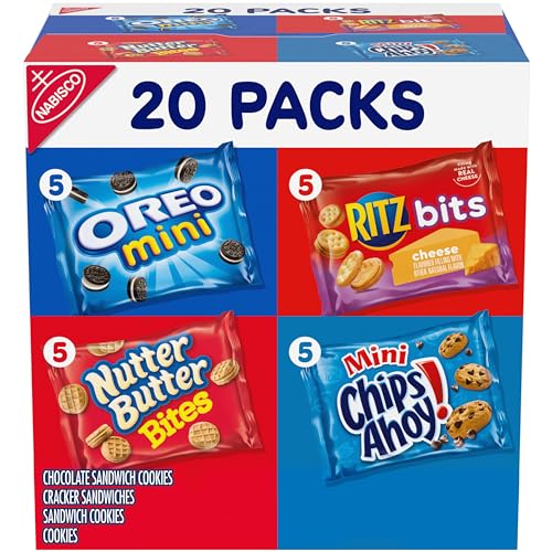 Nabisco Classic Mix Variety Pack, OREO Mini, CHIPS AHOY! Mini, Nutter Butter Bites, RITZ Bits Cheese, 20 Snack Packs