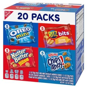 Nabisco Classic Mix Variety Pack, OREO Mini, CHIPS AHOY! Mini, Nutter Butter Bites, RITZ Bits Cheese, 20 Snack Packs