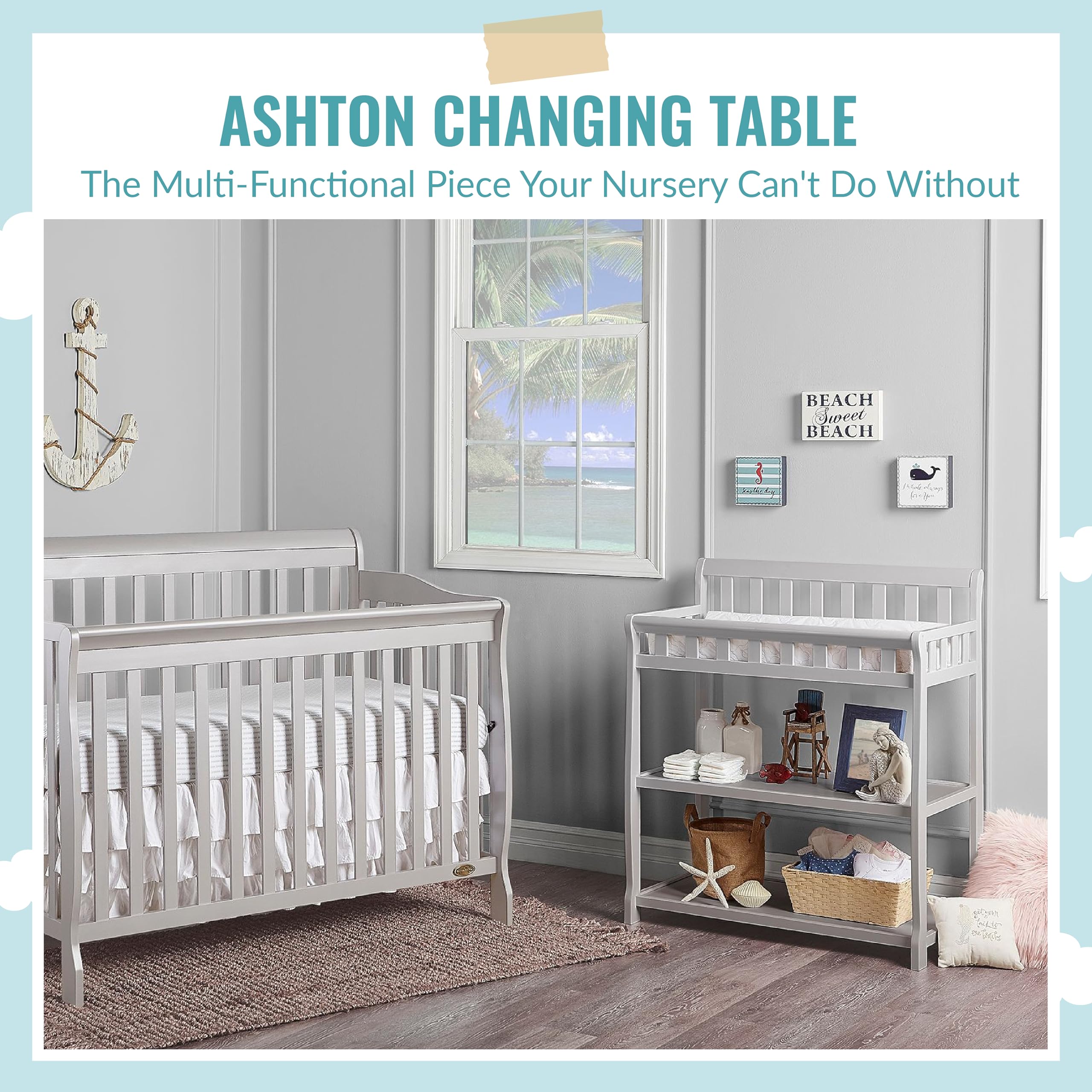 Dream On Me Ashton Changing Table, Grey , 26"