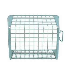 Spectrum Diversified Macklin, Stamped Steel & Wire Basket for Closet & Cubby Storage Vintage-Inspired Design with Customizable Label Plate, Medium, Teal, 1 Count (Pack of 1)