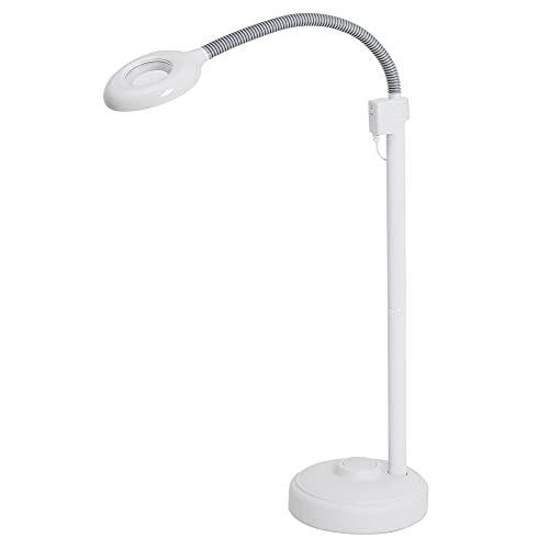 ZENY LED Magnifying Floor Lamp, Magnifying Glass with Stand for Crafts, Reading, Estheticians' Light, Adjustable Gooseneck Standing Lamp