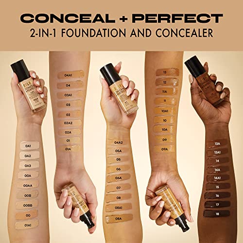 Milani Conceal + Perfect Liquid Foundation - Light Beige, 1 Fl. Oz. Cruelty-Free, Water-Resistant, Oil-Free, Medium-To-Full Coverage, Satin Matte Finish