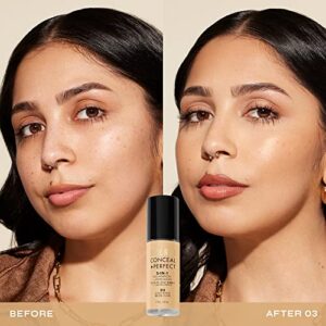 Milani Conceal + Perfect Liquid Foundation - Light Beige, 1 Fl. Oz. Cruelty-Free, Water-Resistant, Oil-Free, Medium-To-Full Coverage, Satin Matte Finish