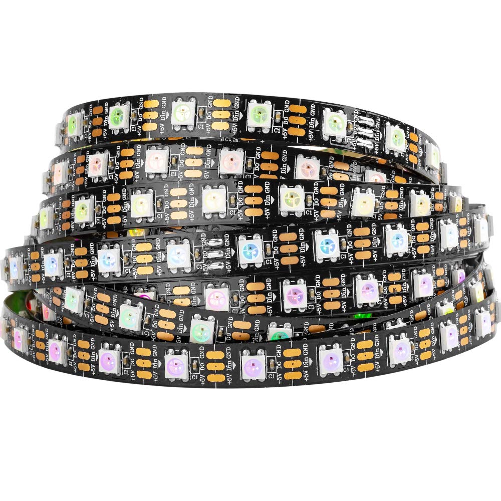 BTF-LIGHTING WS2812B IC RGB 5050SMD Pure Gold Individual Addressable LED Strip 16.4FT 300LED 60LED/m Flexible Full Color IP30 DC5V for DIY Chasing Color Project(No Adapter or Controller)