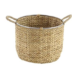 Deco 79 Seagrass Handmade Storage Basket with Handles, Set of 2 12", 16"W, Light Brown