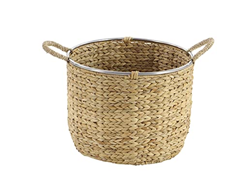 Deco 79 Seagrass Handmade Storage Basket with Handles, Set of 2 12", 16"W, Light Brown