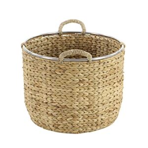 Deco 79 Seagrass Handmade Storage Basket with Handles, Set of 2 12", 16"W, Light Brown