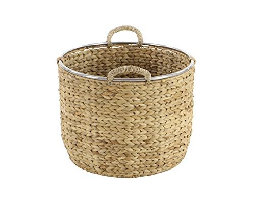 Deco 79 Seagrass Handmade Storage Basket with Handles, Set of 2 12", 16"W, Light Brown