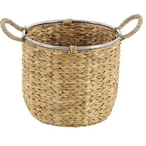 Deco 79 Seagrass Handmade Storage Basket with Handles, Set of 2 12", 16"W, Light Brown