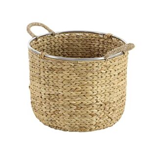 Deco 79 Seagrass Handmade Storage Basket with Handles, Set of 2 12", 16"W, Light Brown