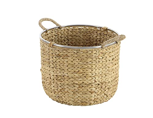 Deco 79 Seagrass Handmade Storage Basket with Handles, Set of 2 12", 16"W, Light Brown