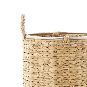 Deco 79 Seagrass Handmade Storage Basket with Handles, Set of 2 12", 16"W, Light Brown