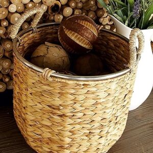 Deco 79 Seagrass Handmade Storage Basket with Handles, Set of 2 12", 16"W, Light Brown