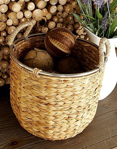 Deco 79 Seagrass Handmade Storage Basket with Handles, Set of 2 12", 16"W, Light Brown