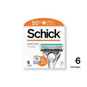 Schick Quattro Titanium Refills — Schick Quattro Refills, Men’s Razor Refills, 6 Count